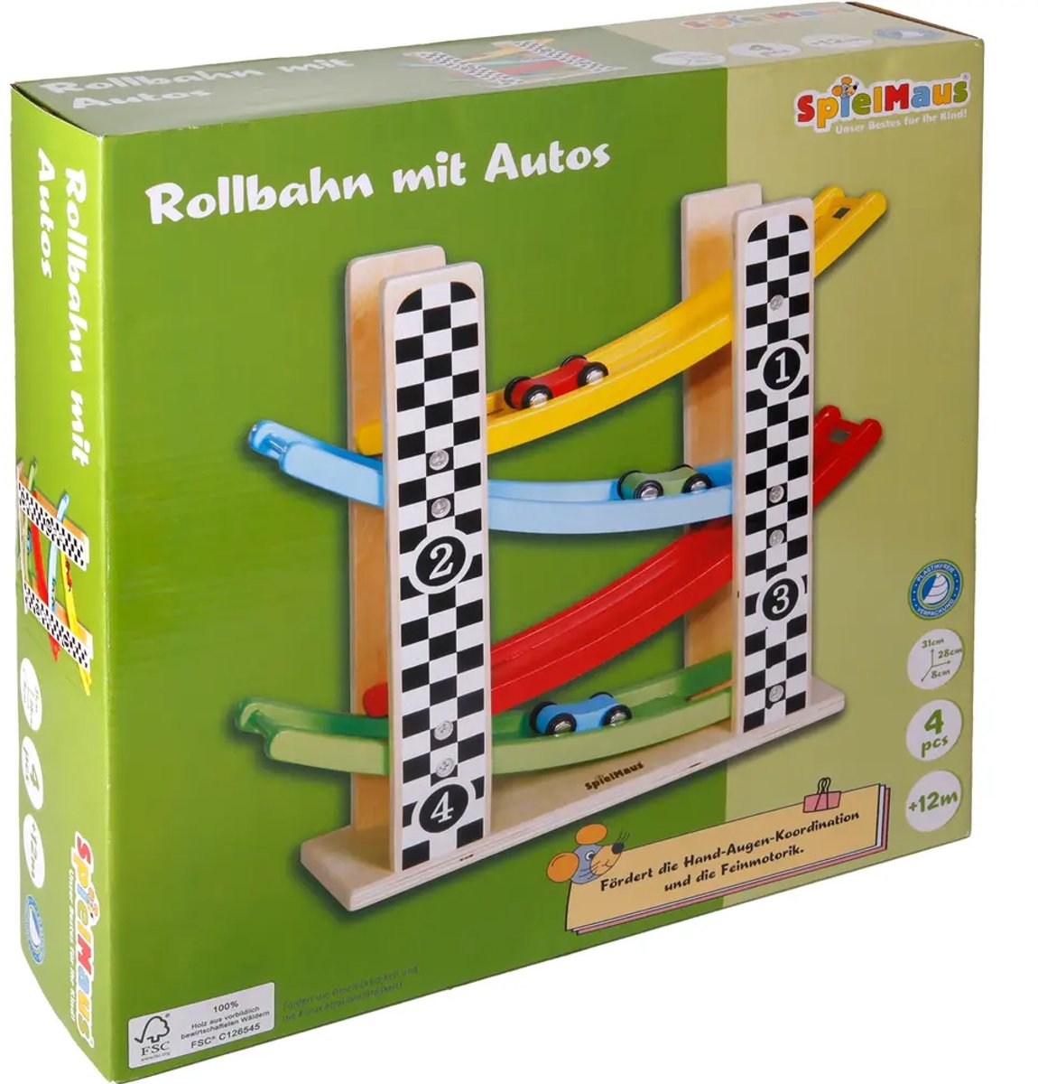 Circuit de jeu en bois Vedes avec voitures - circuit de course coloré ...