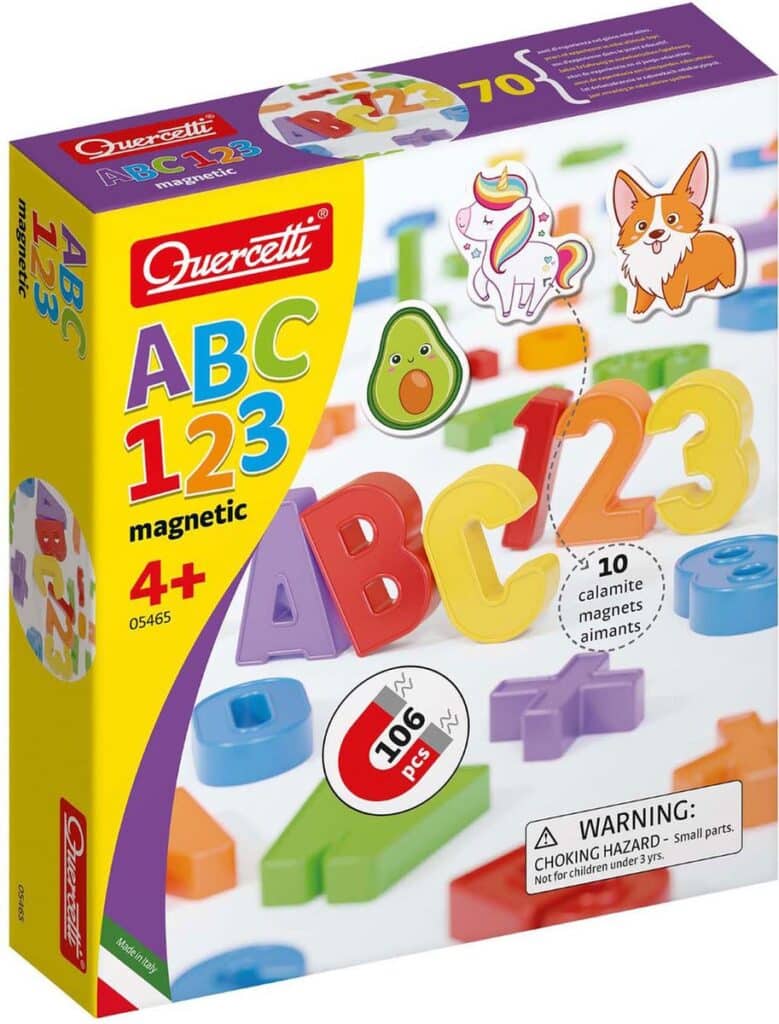 Quercetti Magneet Cijfers en Letters + 10 Figuren 106-delig | Retourkoop