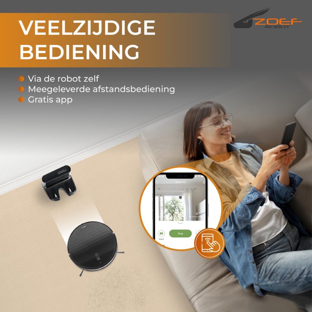 Zoef Robot - Robotstofzuiger Jannie 4.0 2 in 1 - Stofzuigen en dweilen ...