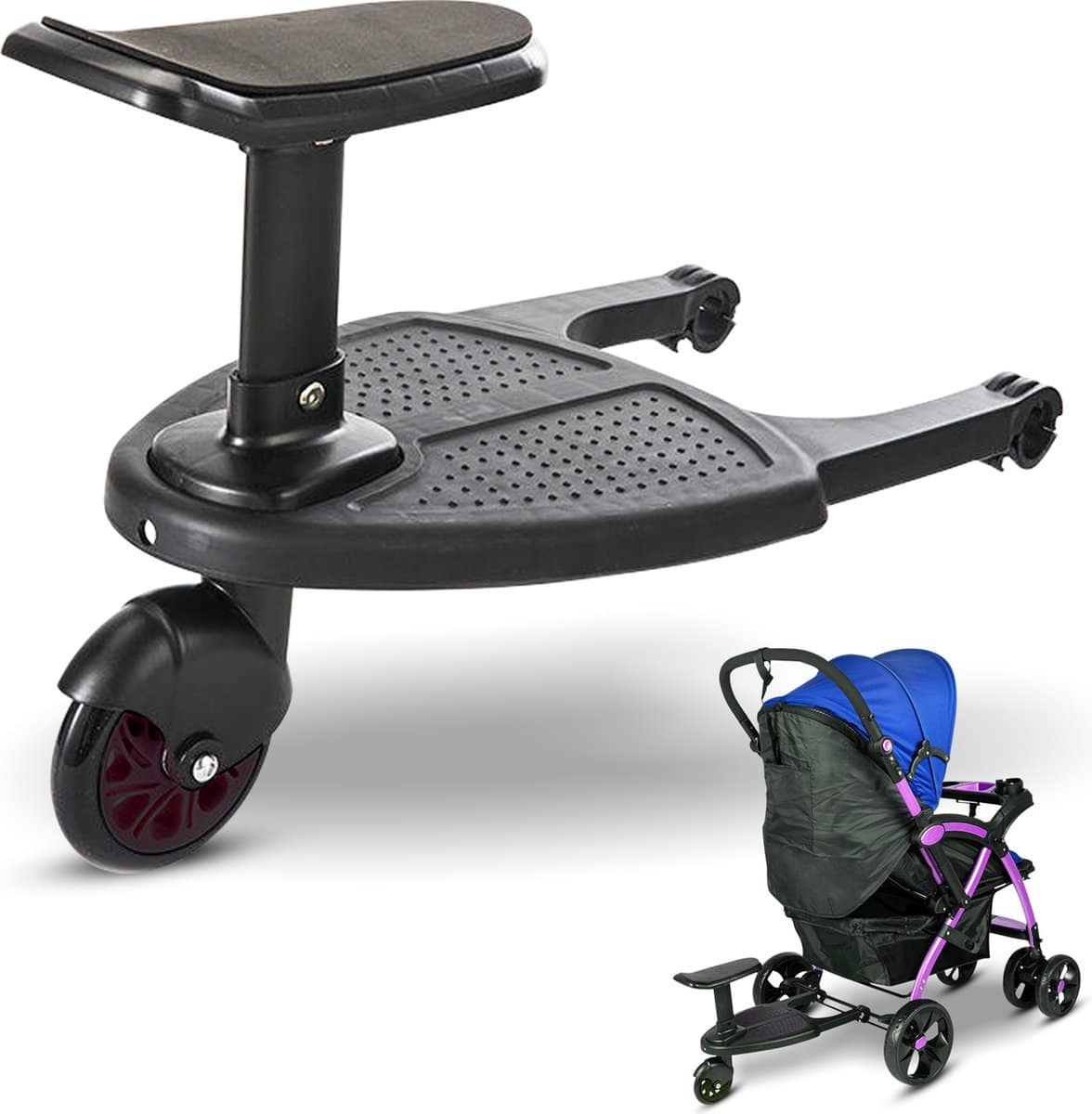 HeppieBabie Universal Riding Board - Avec siège - Pour poussette ...