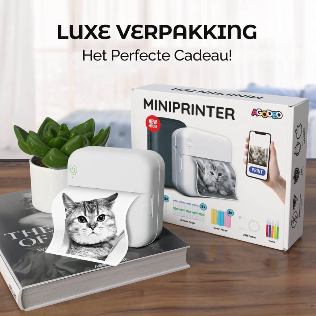 Mini Printer voor Mobiel - 300 DPI - Fotoprinter voor Smartphone - Mini ...
