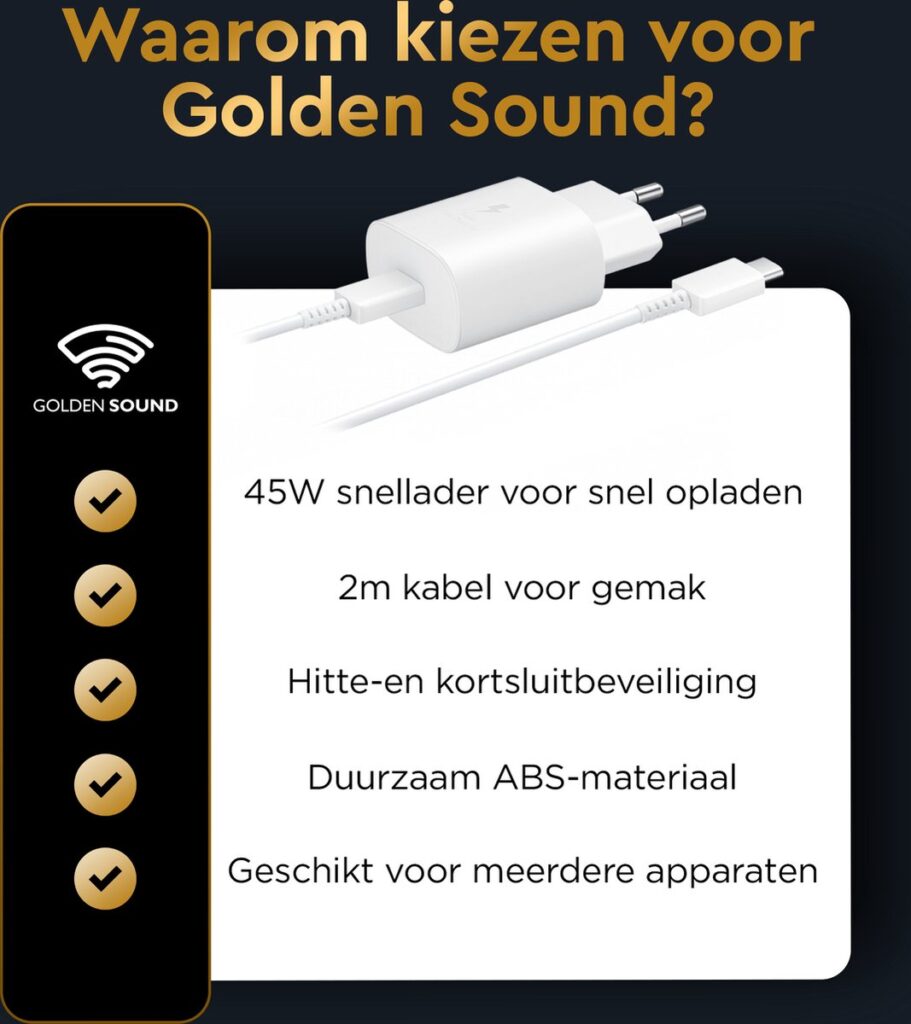 Golden Sound Original 45W Fast Charger - USB-C connection - 2-meter ...