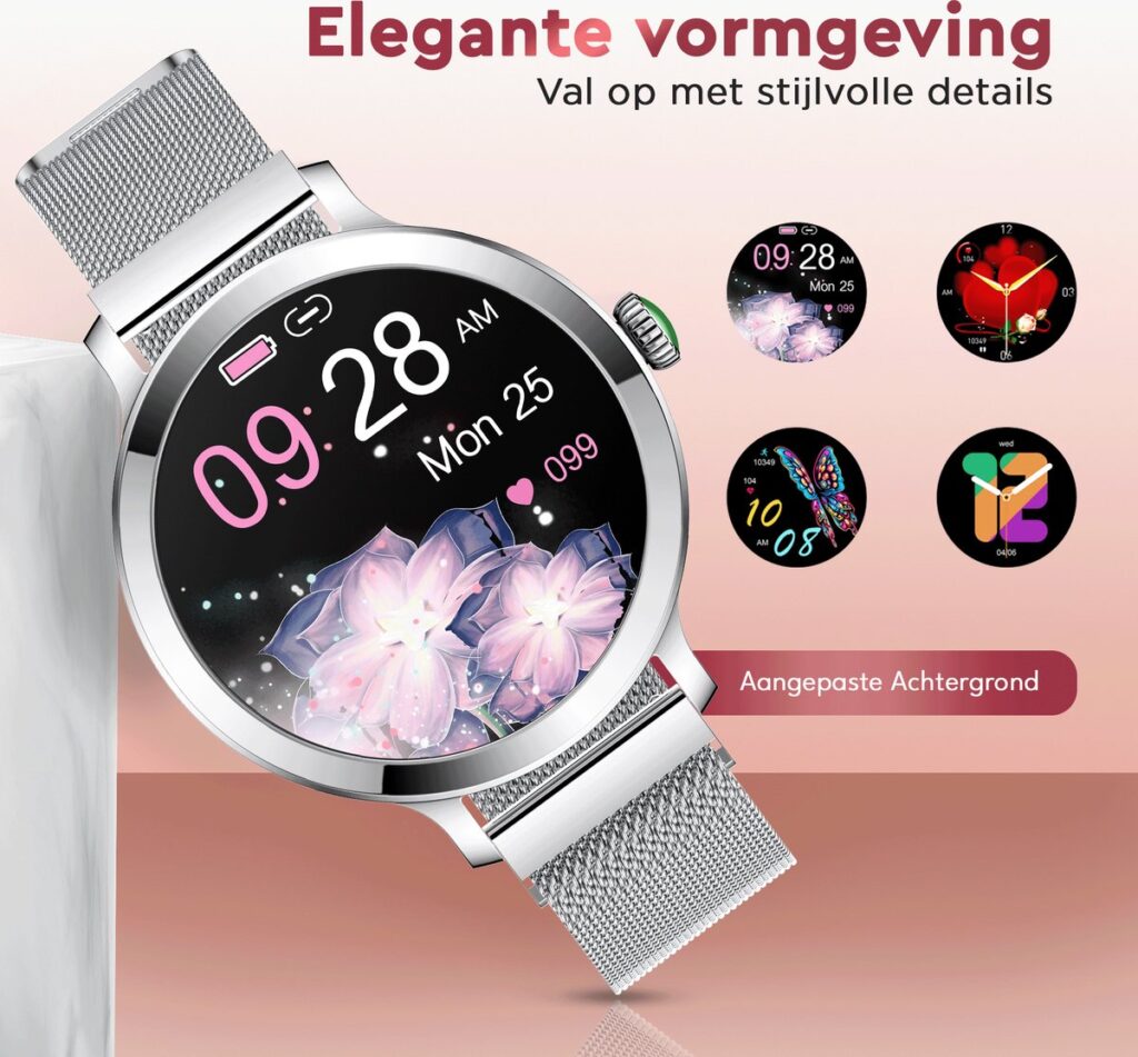 Golden Sound AMOLED Smartwatch Ladies - 3 additional straps - Suitable ...